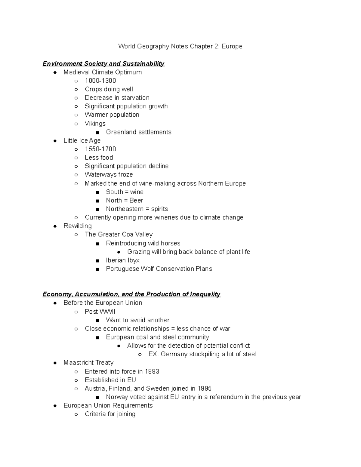 (Europe)World Geography Chapter 2 Europe Notes - World Geography Notes ...