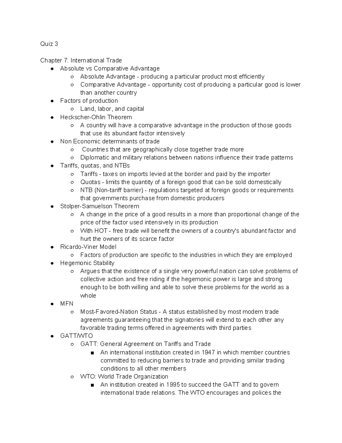 International Relations Quiz 3 Study Guide - Quiz 3 Chapter 7 ...