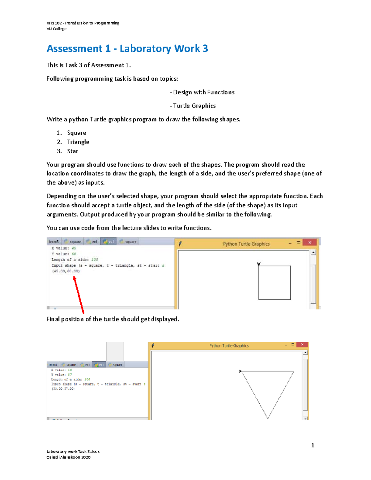 Laboratory work Task 3 - VIT1102 ‐ Introduction to Programming VU ...
