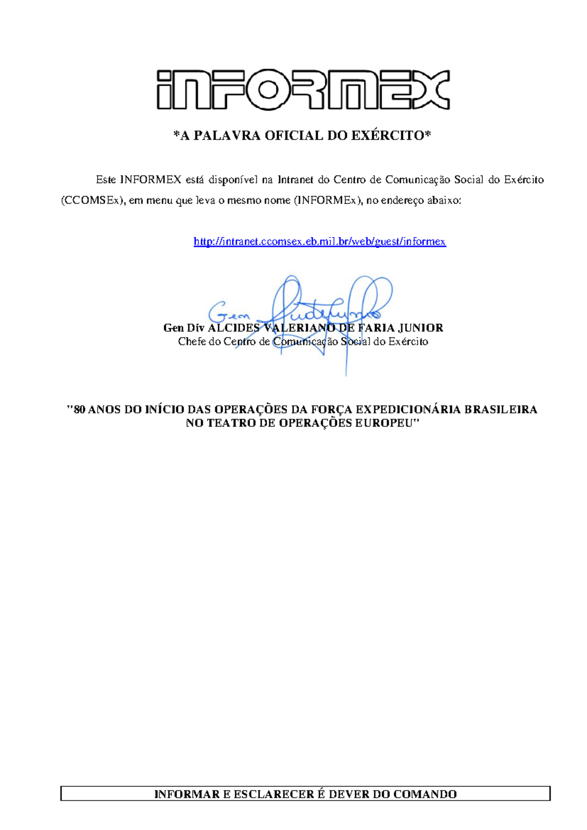 Informex Nº 018 - dsadsadsa - INFORMAR E ESCLARECER É DEVER DO COMANDO ...