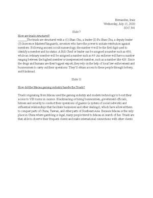 Discussion July 17-SOC 341 - Hernandez, Iraiz Friday, July 17, 2020 SOC ...