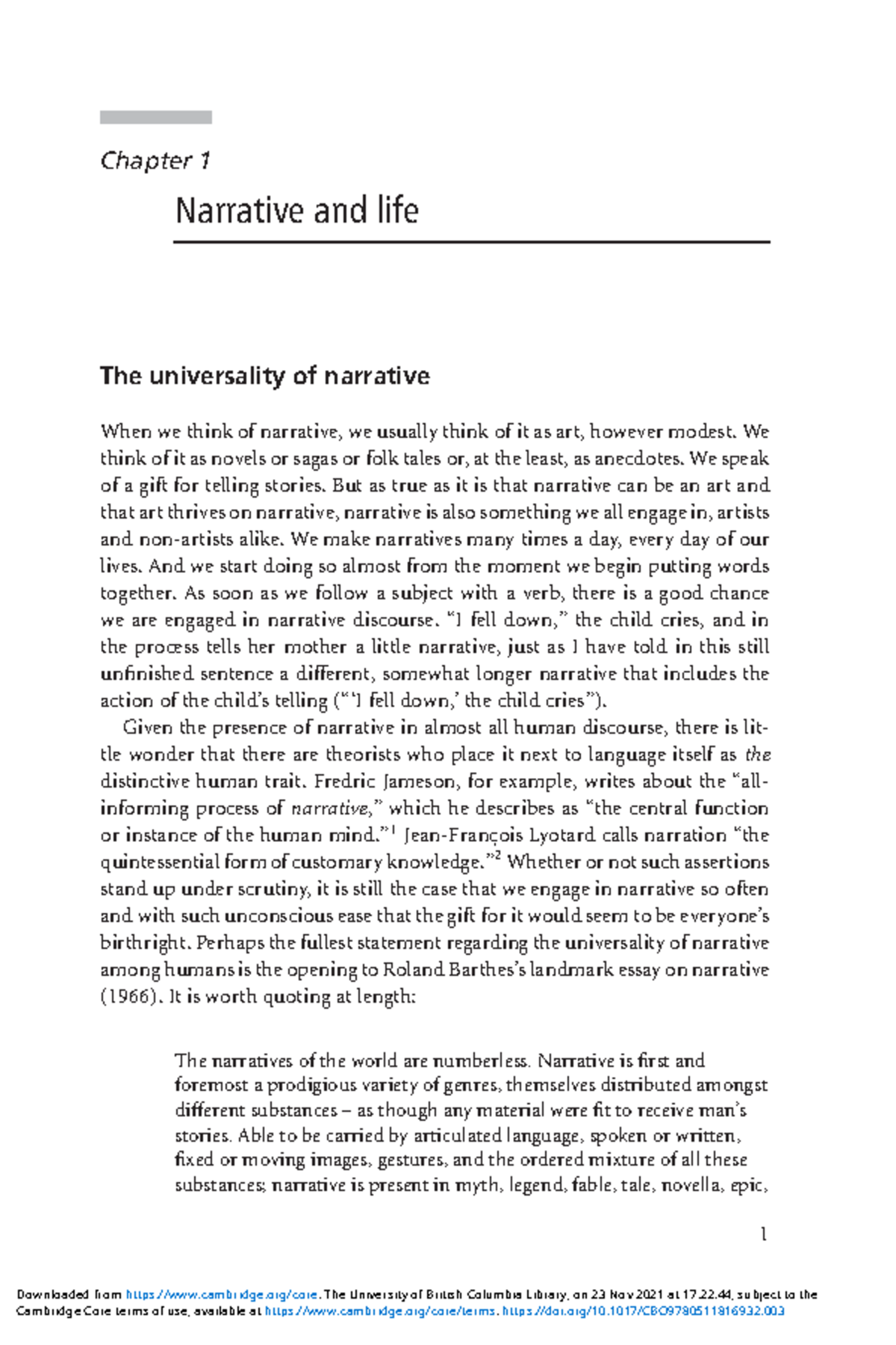 Abbott Chapter 1 - Textbook notes engl 110 - Chapter 1 Narrative and ...