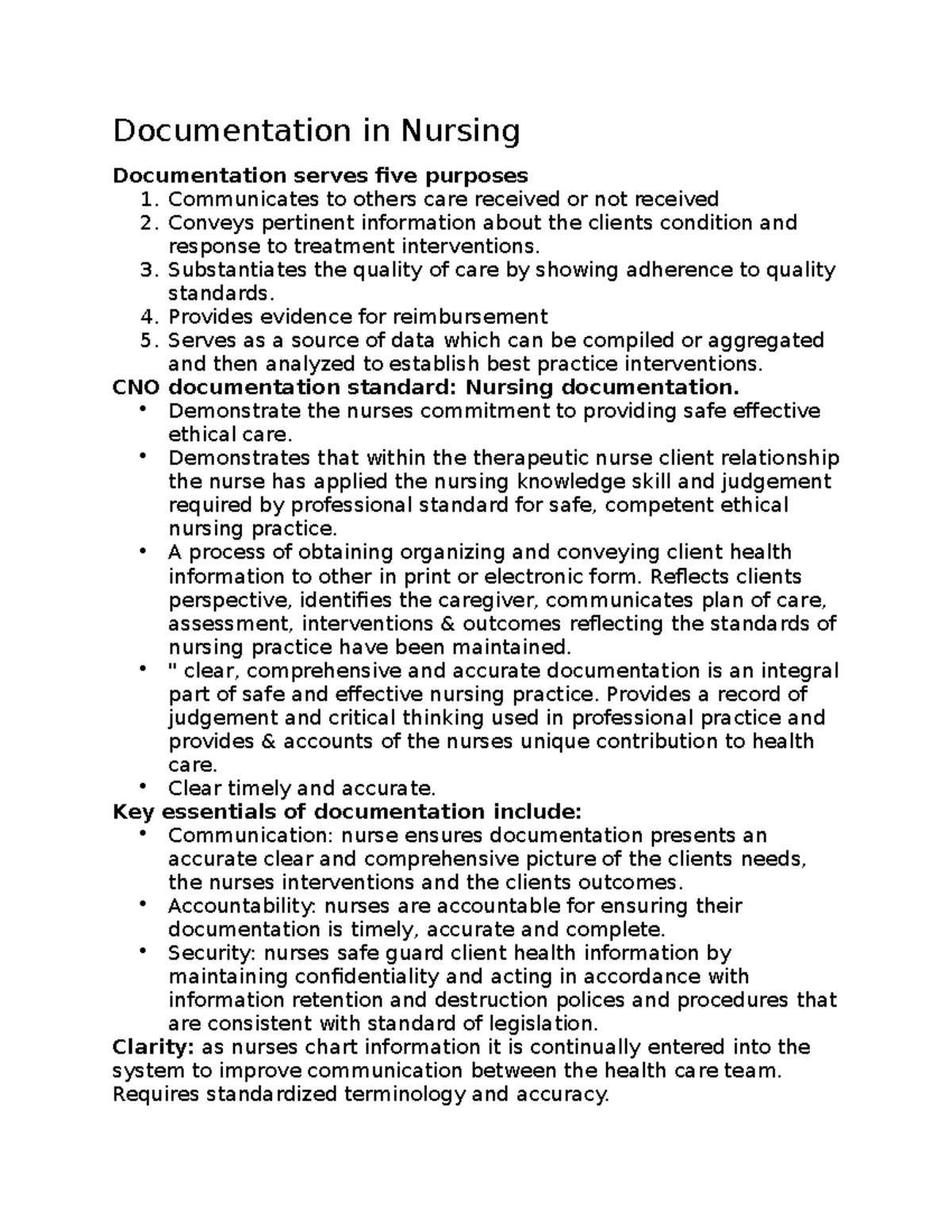 Documentation in Nursing - Documentation in Nursing Documentation ...
