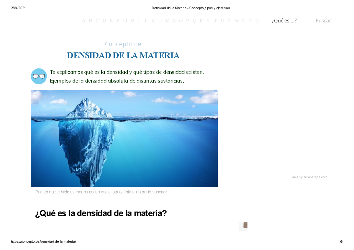 Densidad de la Materia - Concepto, tipos y ejemplos - copia - 1 Tipos ...