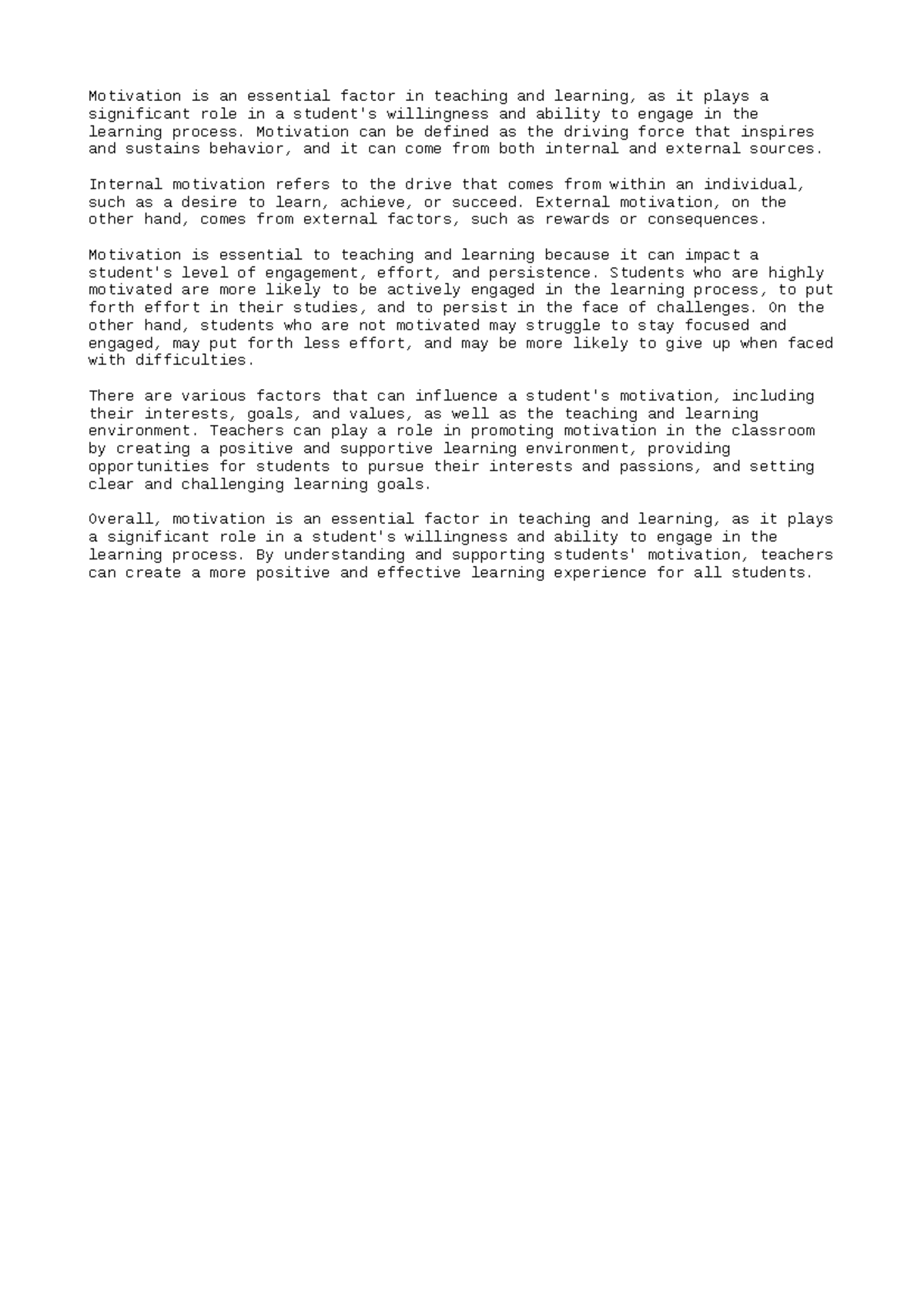 PSYCH 249- Lecture Notes - Motivation is an essential factor in ...