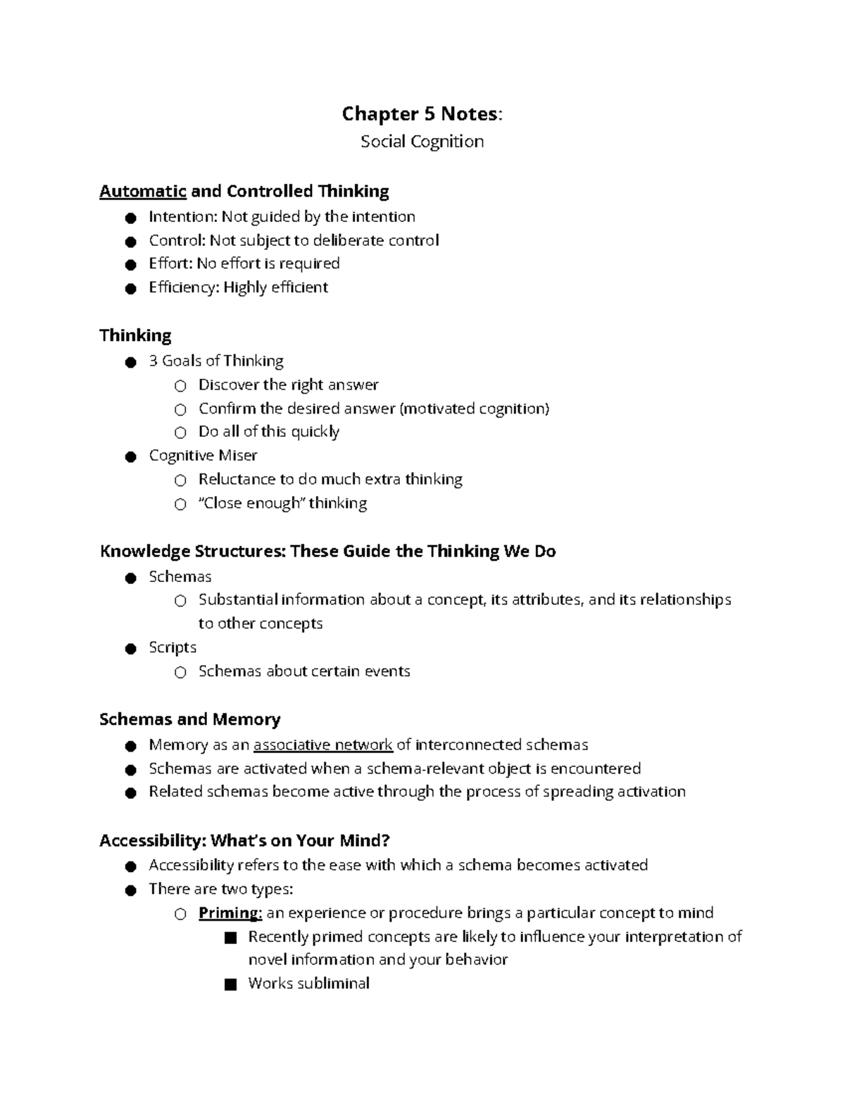 Chapter 5 Notes Social Cognition - Chapter 5 Notes: Social Cognition ...