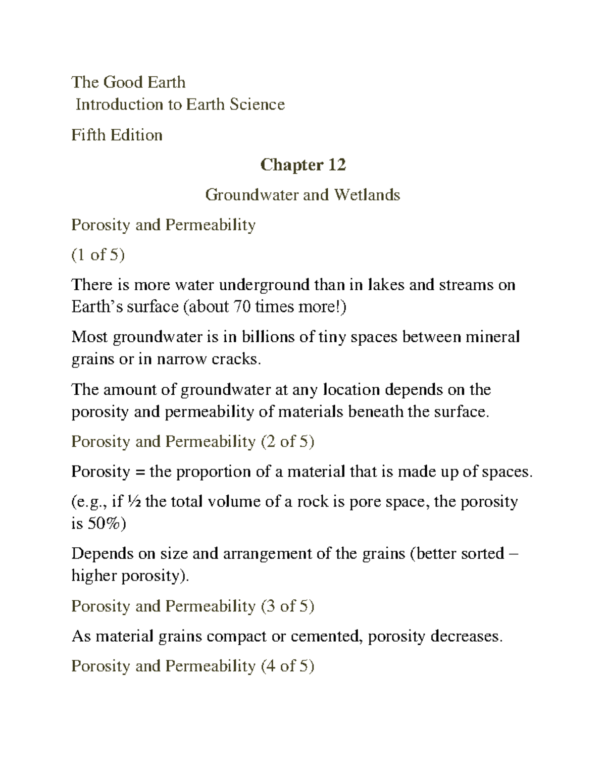 Sicence notes chapter 12 - The Good Earth Introduction to Earth Science ...