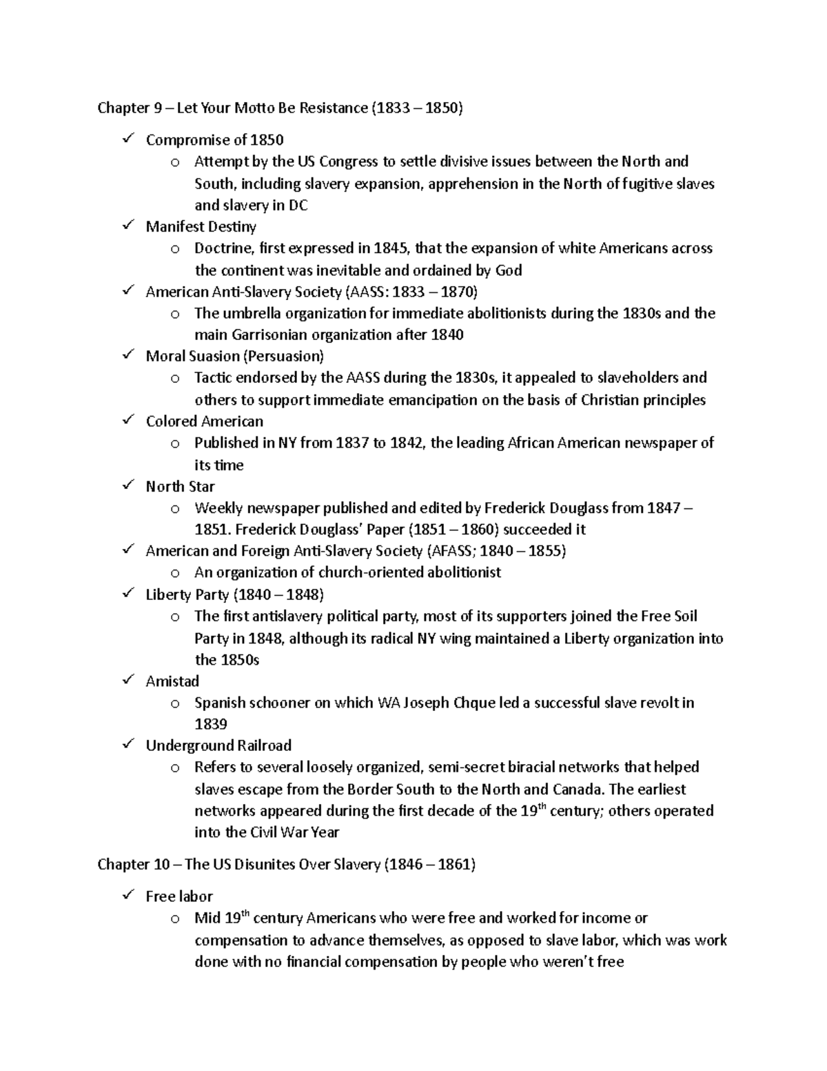 Chapters 9 and 10 Notes - Chapter 9 – Let Your Motto Be Resistance ...