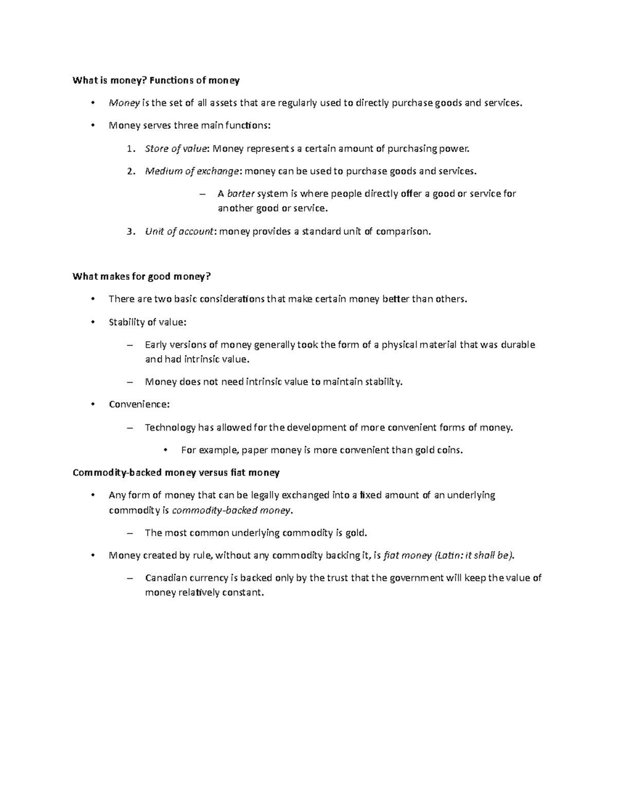 Money And The Monetary System Pt1 What Is Money Functions Of Money