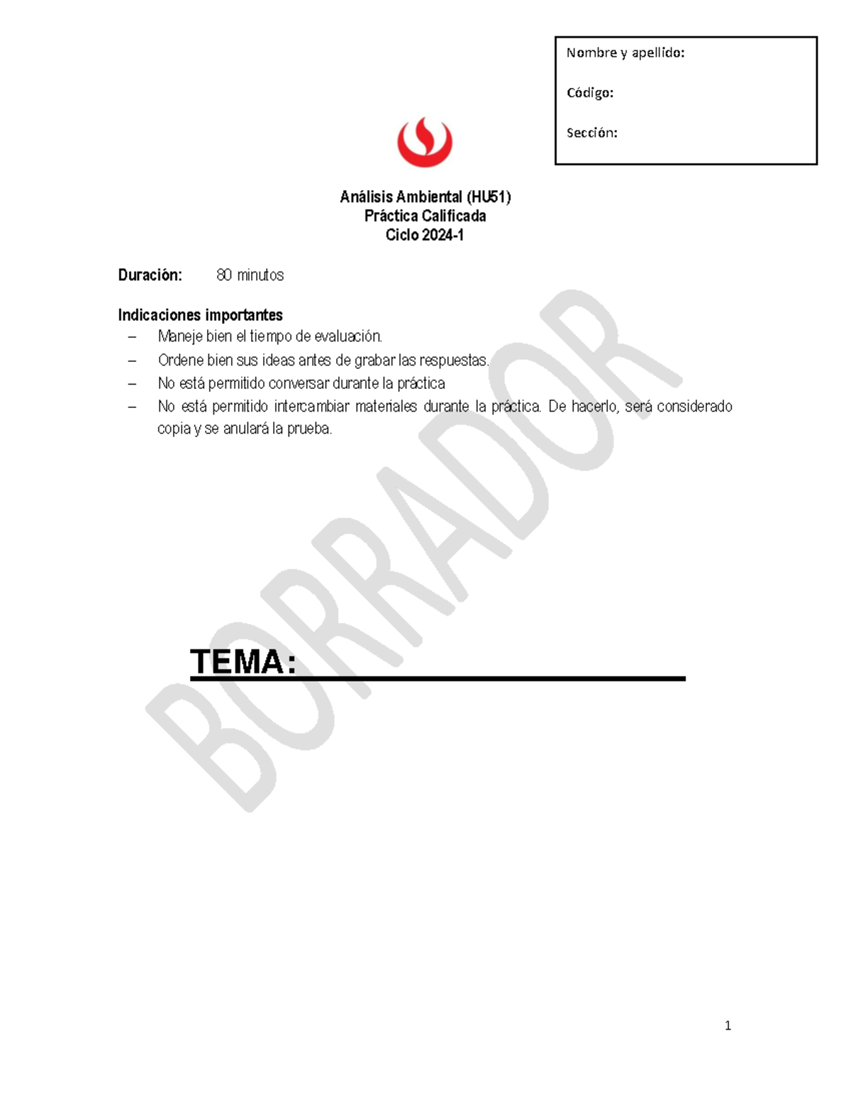 Formato PC 2024-1 HU51 - PC1-2024 - Análisis Ambiental (HU 51 ...