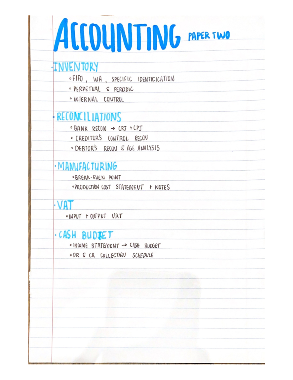 Paper TWO - notes - ACCOUNTING PAPER TWO INVENTORY FIFO , WA ...