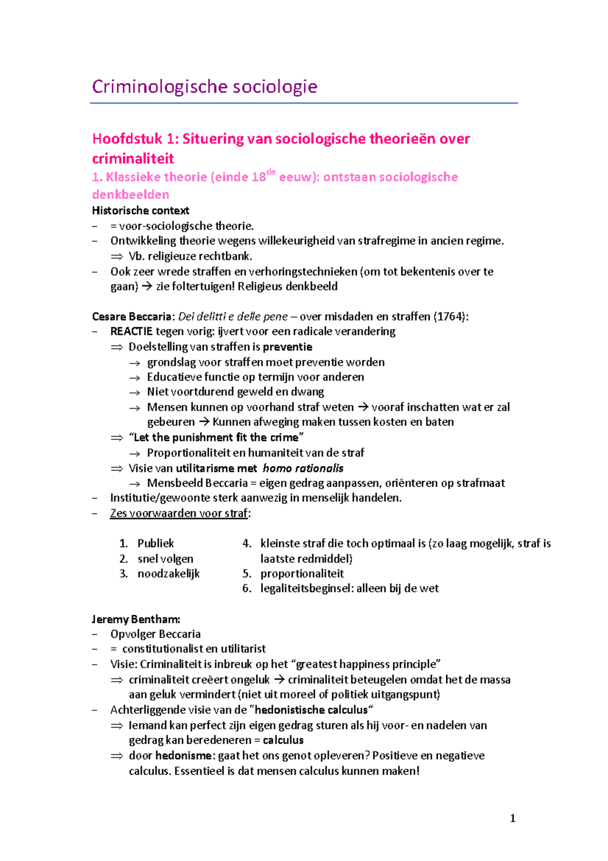 Samenvatting Criminologische Sociologie Criminologische Sociologie