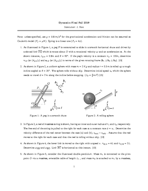 Dynamics - Homework 1 - 과제1 - Dynamics Homework 1 Prof. Hugo Rodrigue ...