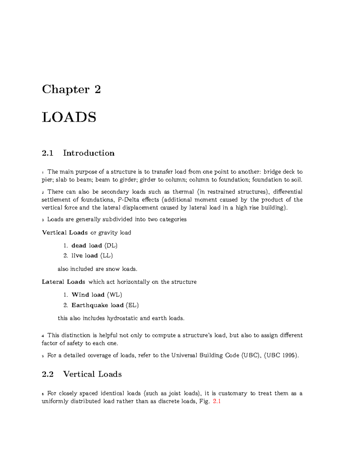 Structural Engineering CH2 - Draft Chapter 2 LOADS 2 Introduction 1 The ...