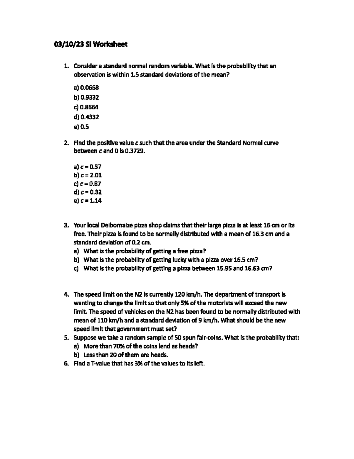 Statistics - practise questions for stat130 - STAT130 - Studocu