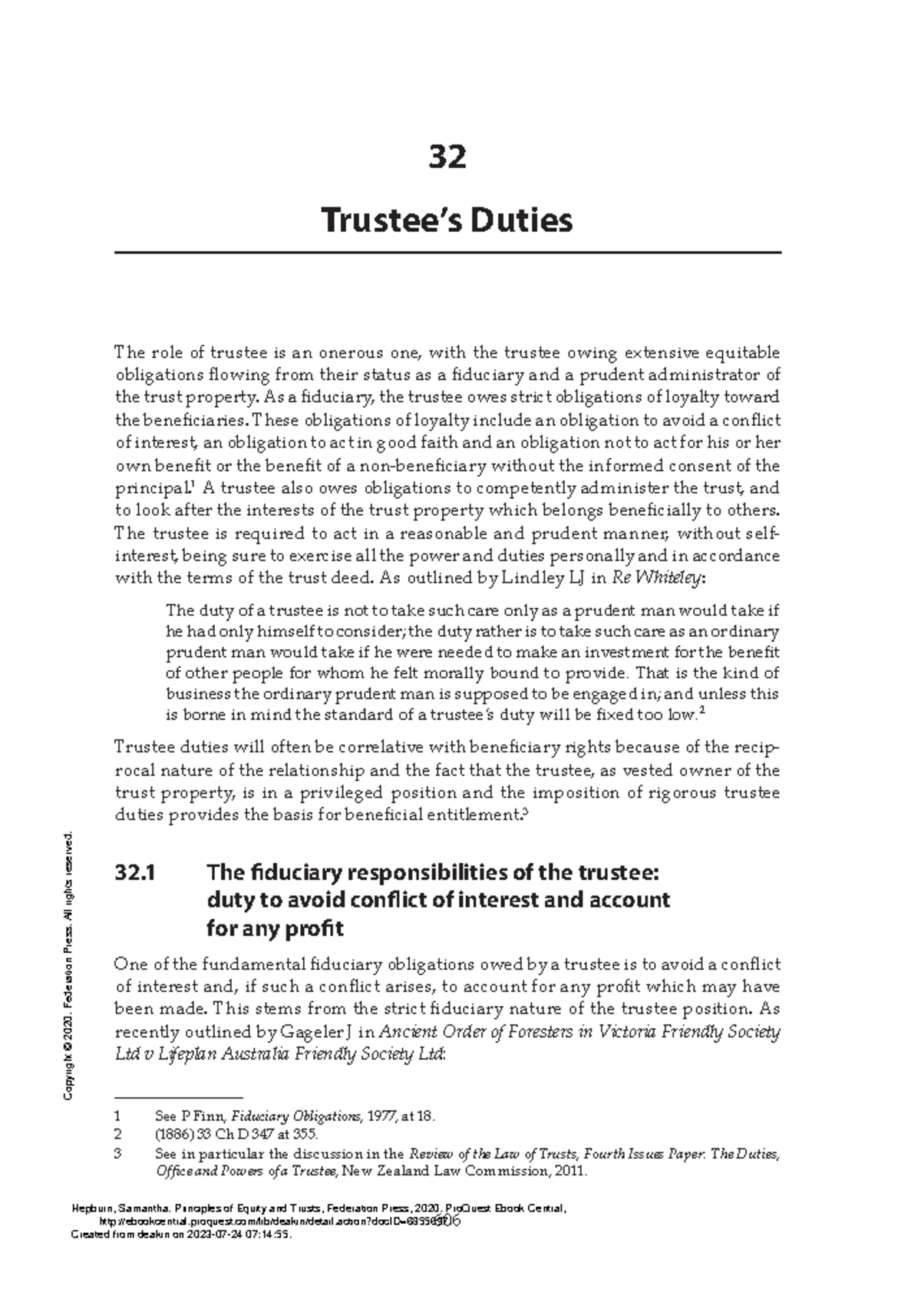 Principles of Equity and Trusts - (Chapter 32 Trustee’s Duties) - MLL405 - Deakin - Studocu