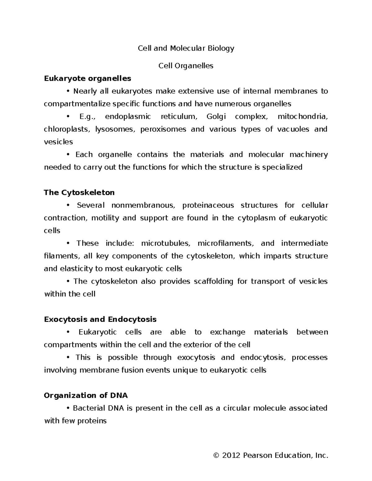 Cell Organelles - Notes in Cell and Molecular Biology - Cell and ...