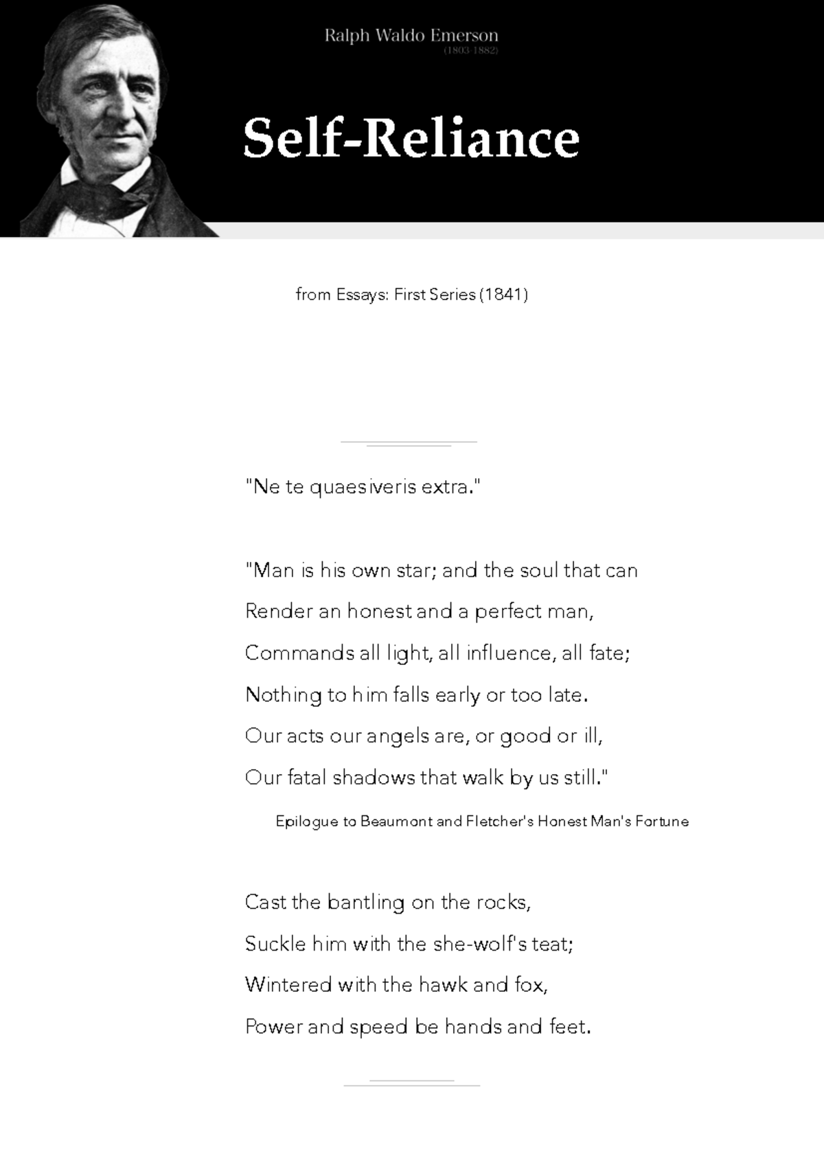 Self-Reliance - Summary of self-reliancs - from Essays: First Series ...