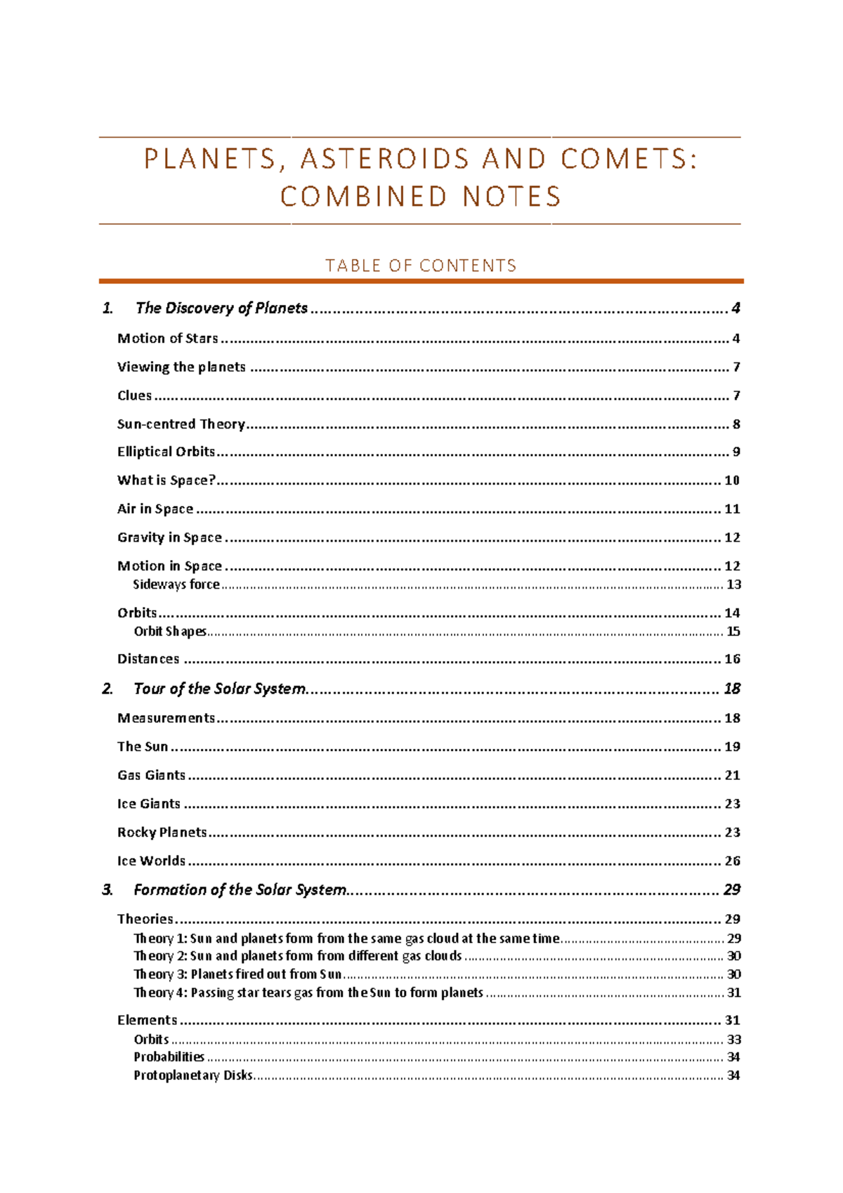 Planets, Asteroids & Comets Combined Notes - P L A N E T S , A S T E R ...