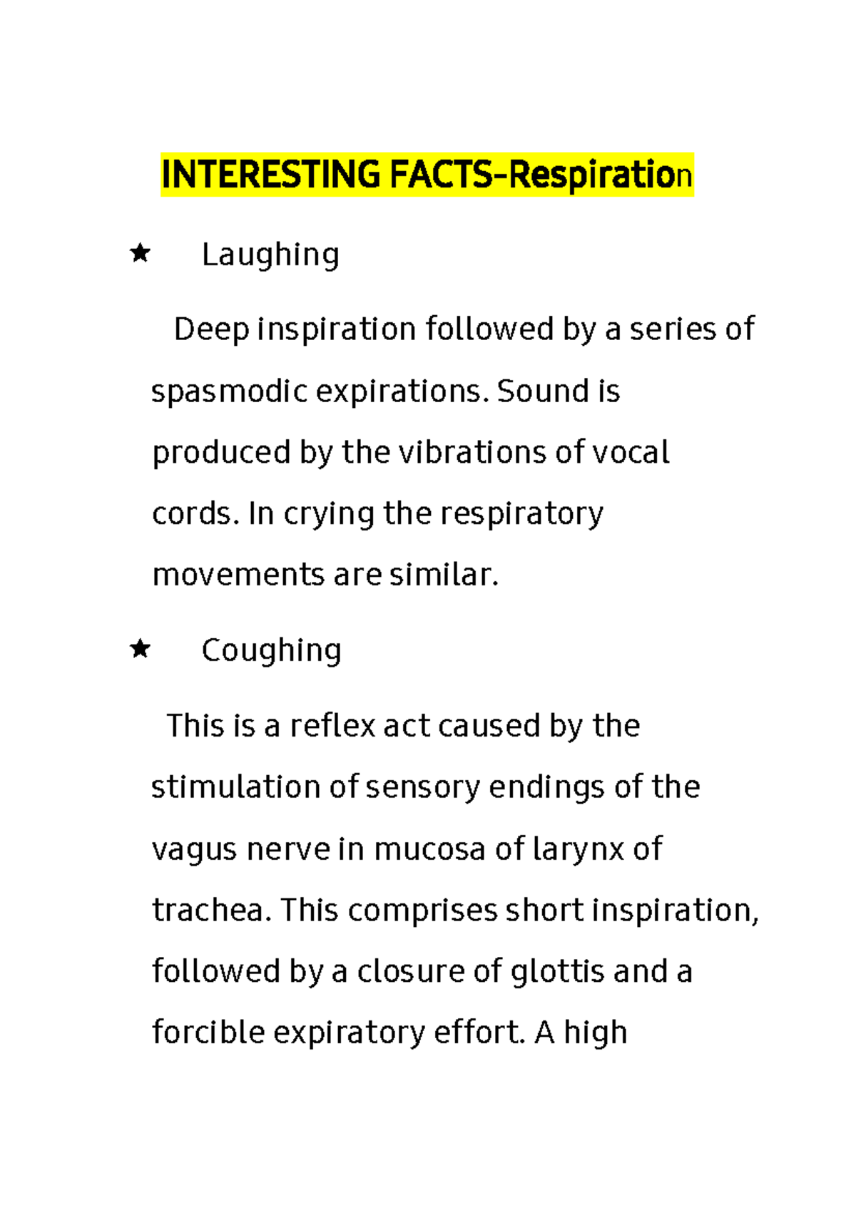 Interesting facts respiration - INTERESTING FACTS-Respiration Laughing ...