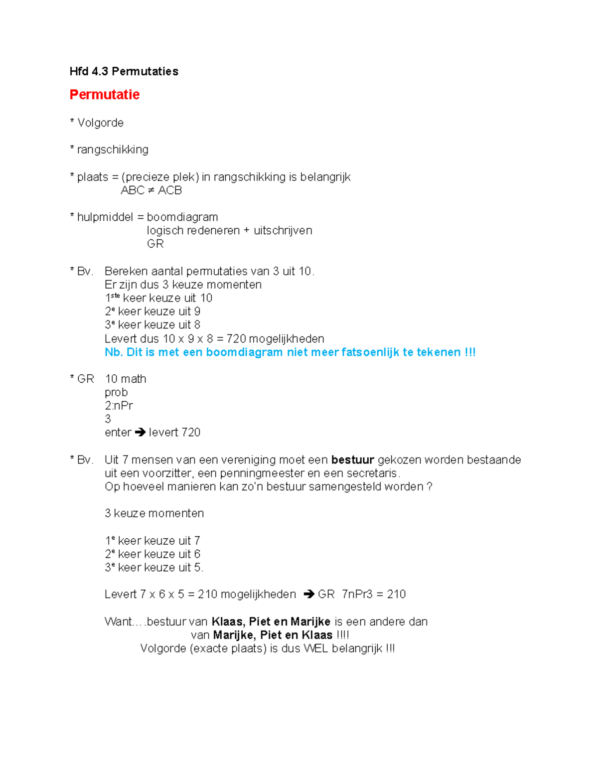 Hfd 4.3 Permutaties - succes met het oefenen - Hfd 4 Permutaties ...