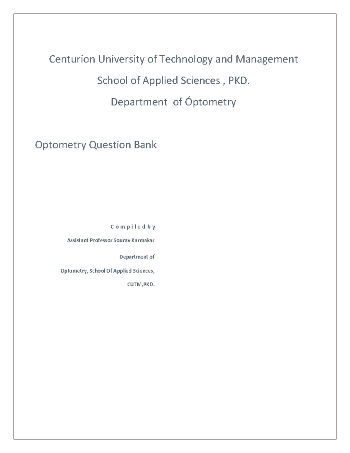 OD1 - Centurion University of Technology and Management School of ...