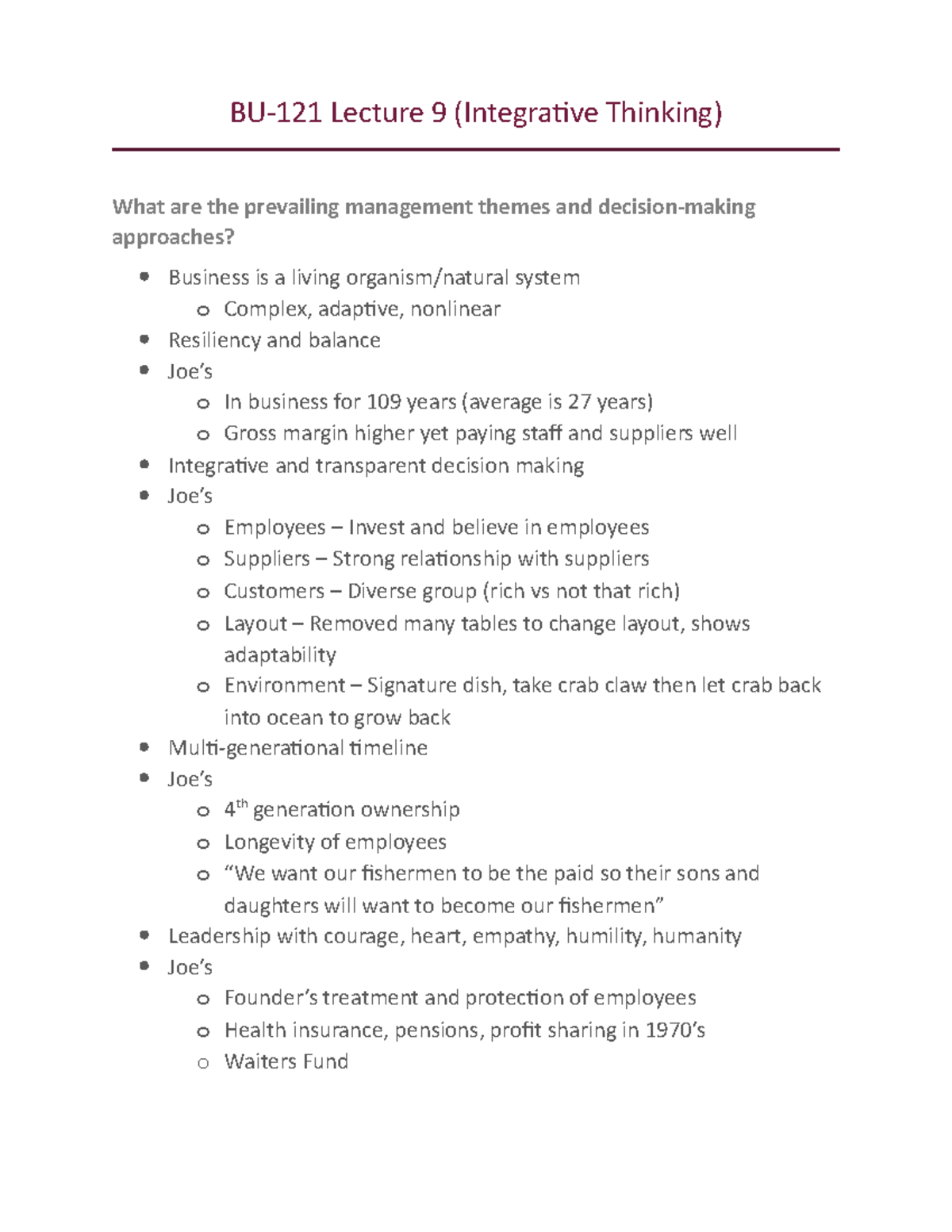 BU-121 Lecture 9 (Integrative Thinking) - BU-121 Lecture 9 (Integrative ...