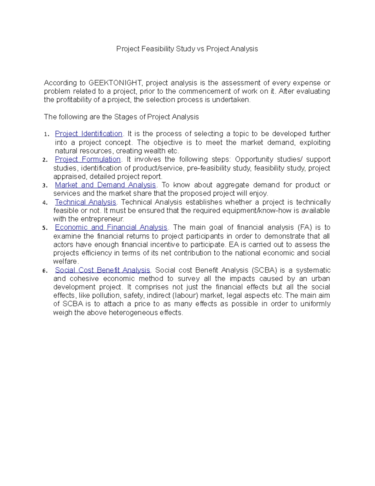 Project Feasibility Study vs Project Analysis - Project Feasibility ...