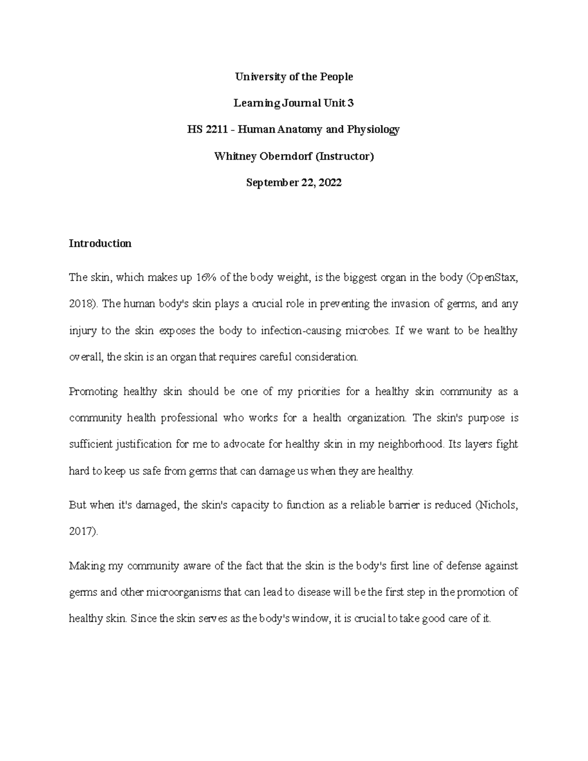 Learning Journing Unit 3 2211 - University of the People Learning ...