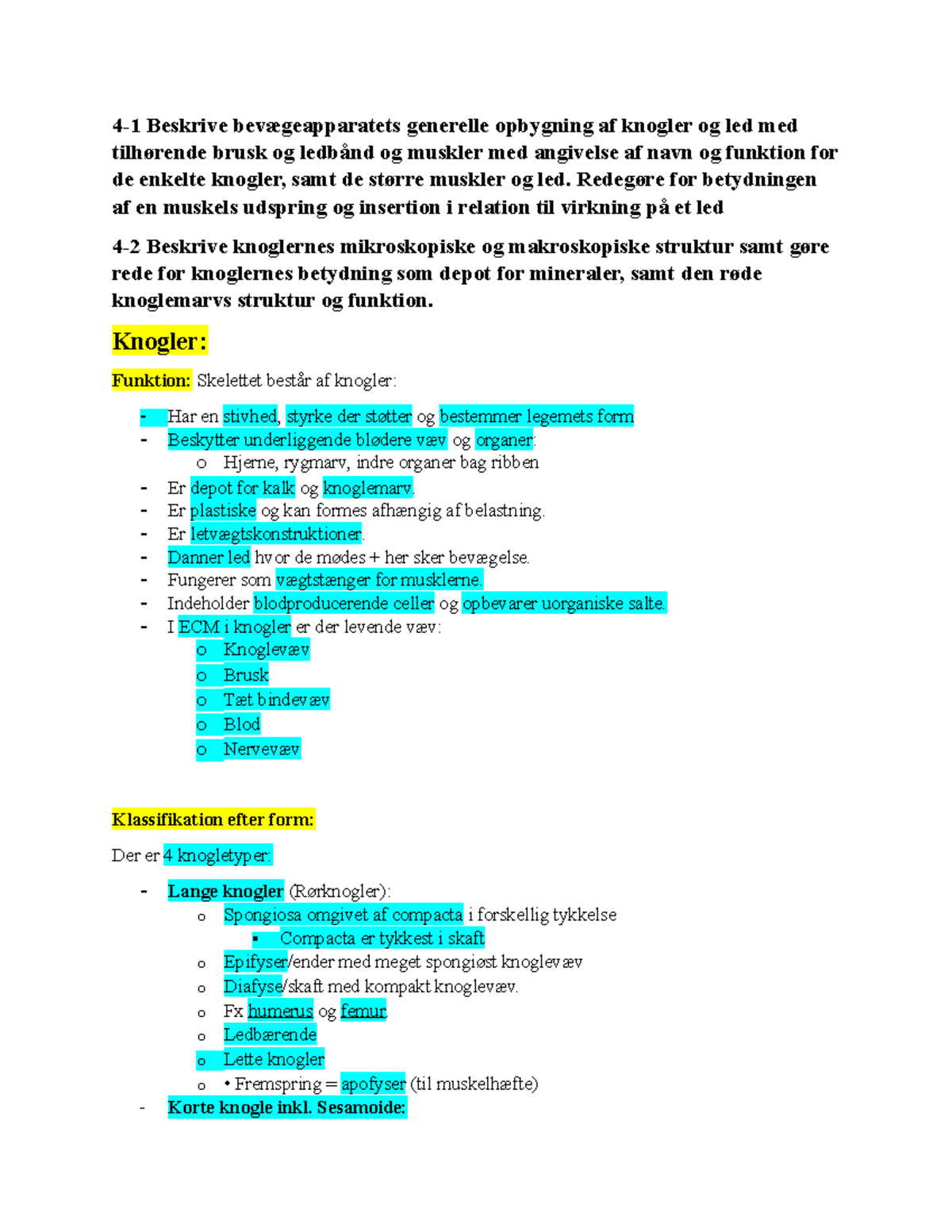 Bevægeapparatet - Knogler og Led - 4-1 Beskrive bevægeapparatets ...