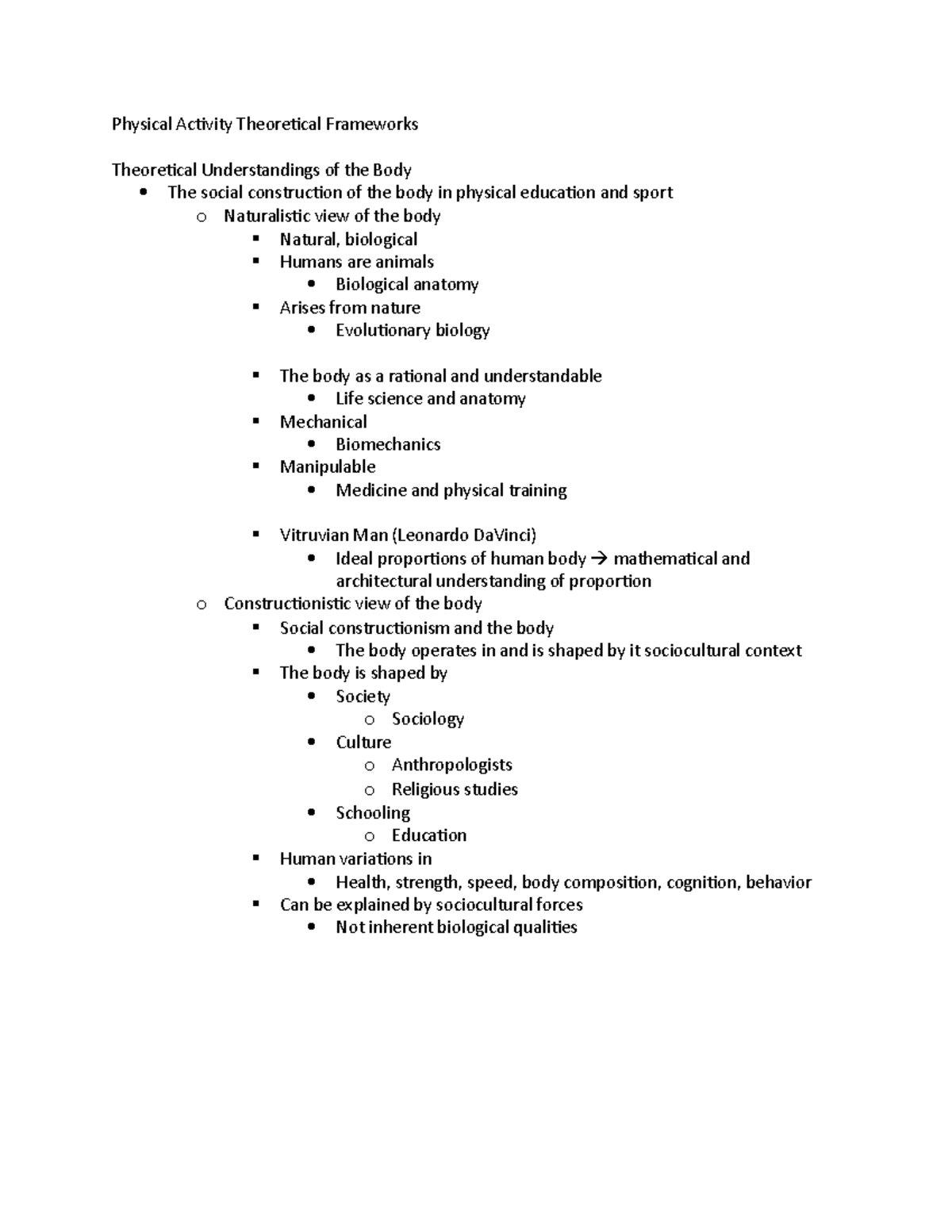 Physical Activity Theoretical Frameworks - Physical Activity ...