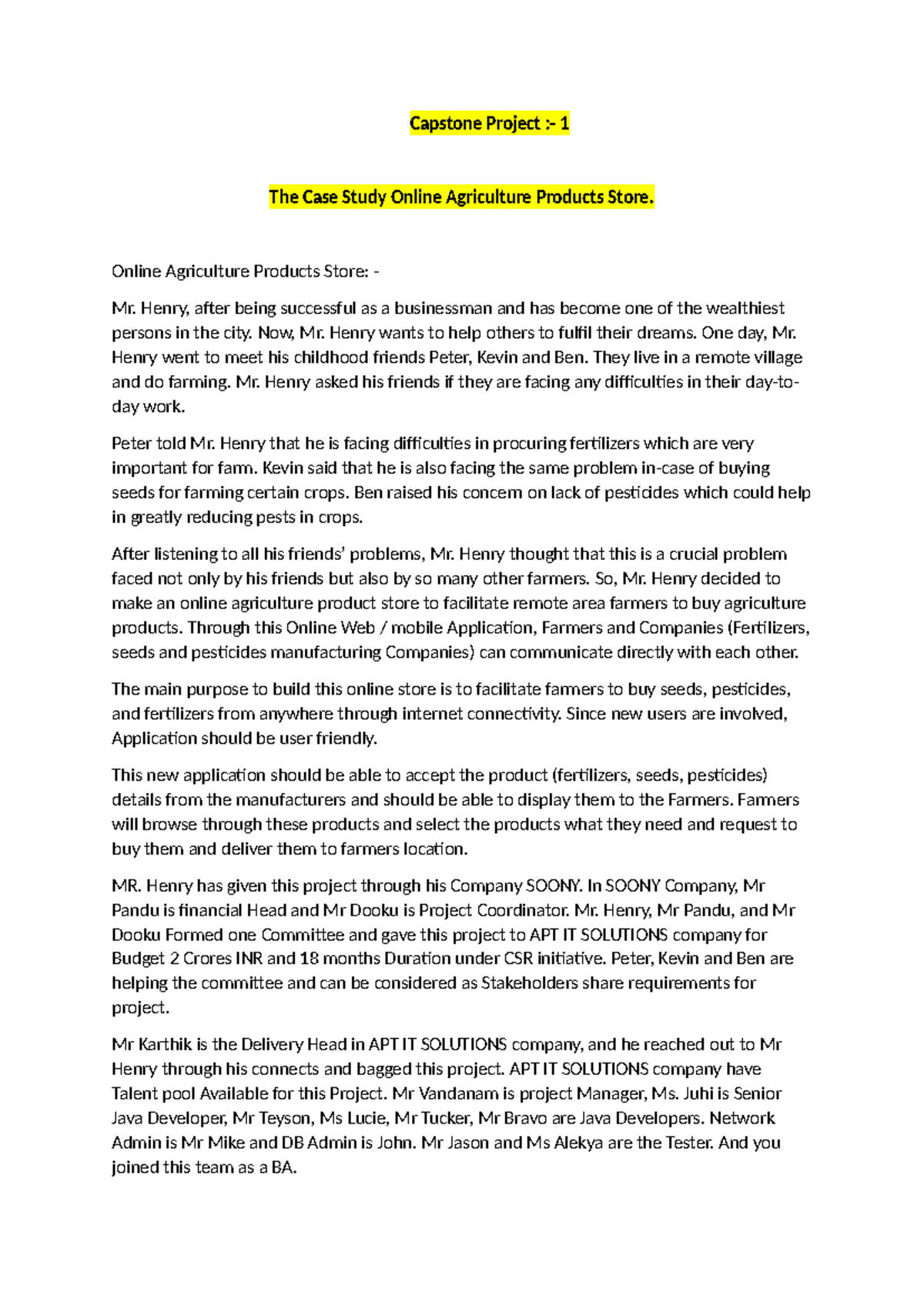 Capstone updated 1 - Thank you - Capstone Project :- 1 The Case Study ...