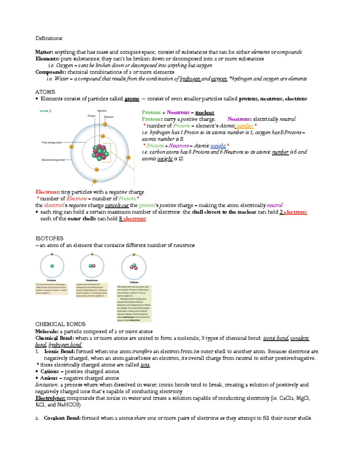 Module 2 Chemistry of Life - Definitions: Matter: anything that has ...