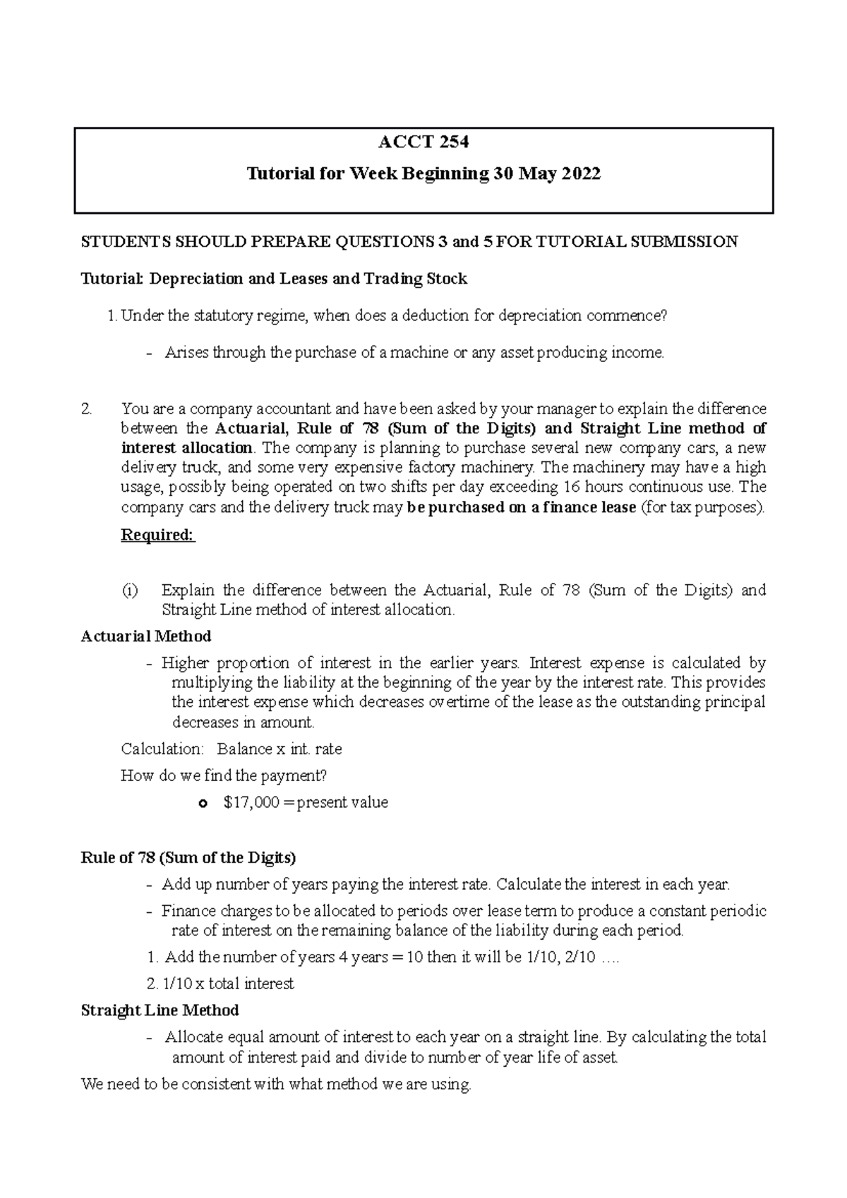 Tut 11 - tut - ACCT 254 Tutorial for Week Beginning 30 May 2022 STUDENTS SHOULD PREPARE ...