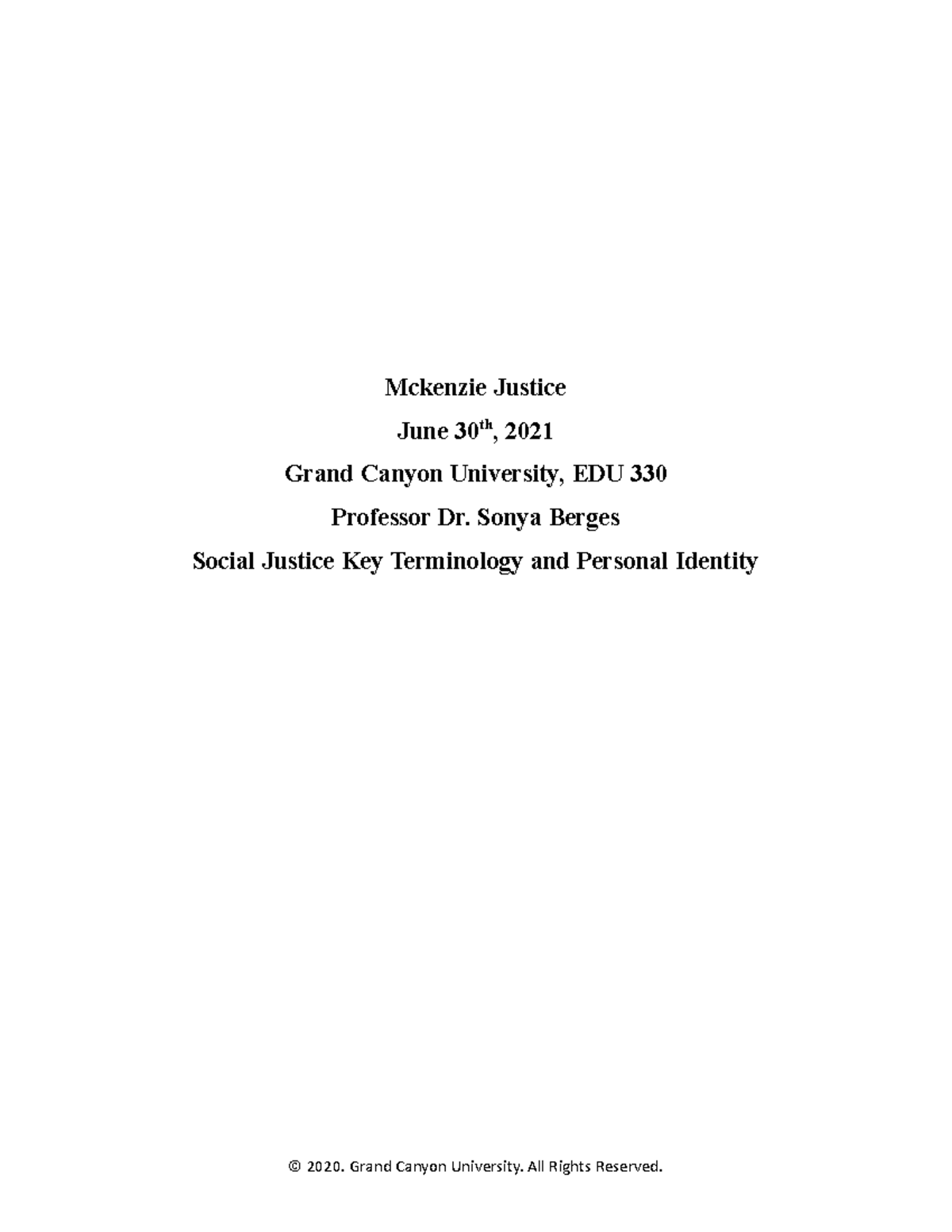 Social Justice Key Terminology and Personal Identity - Mckenzie Justice ...