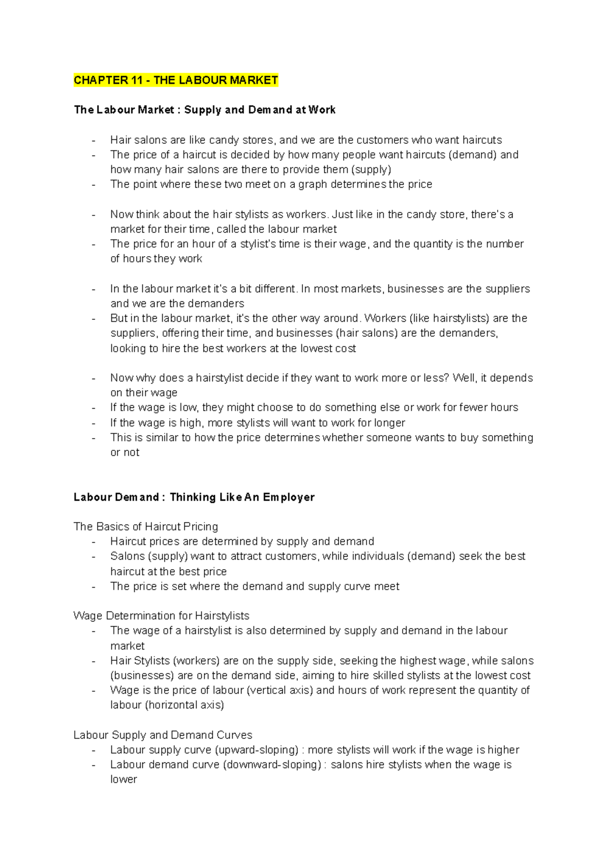 ECON Finals Notes - CHAPTER 11 - THE LABOUR MARKET The Labour Market ...