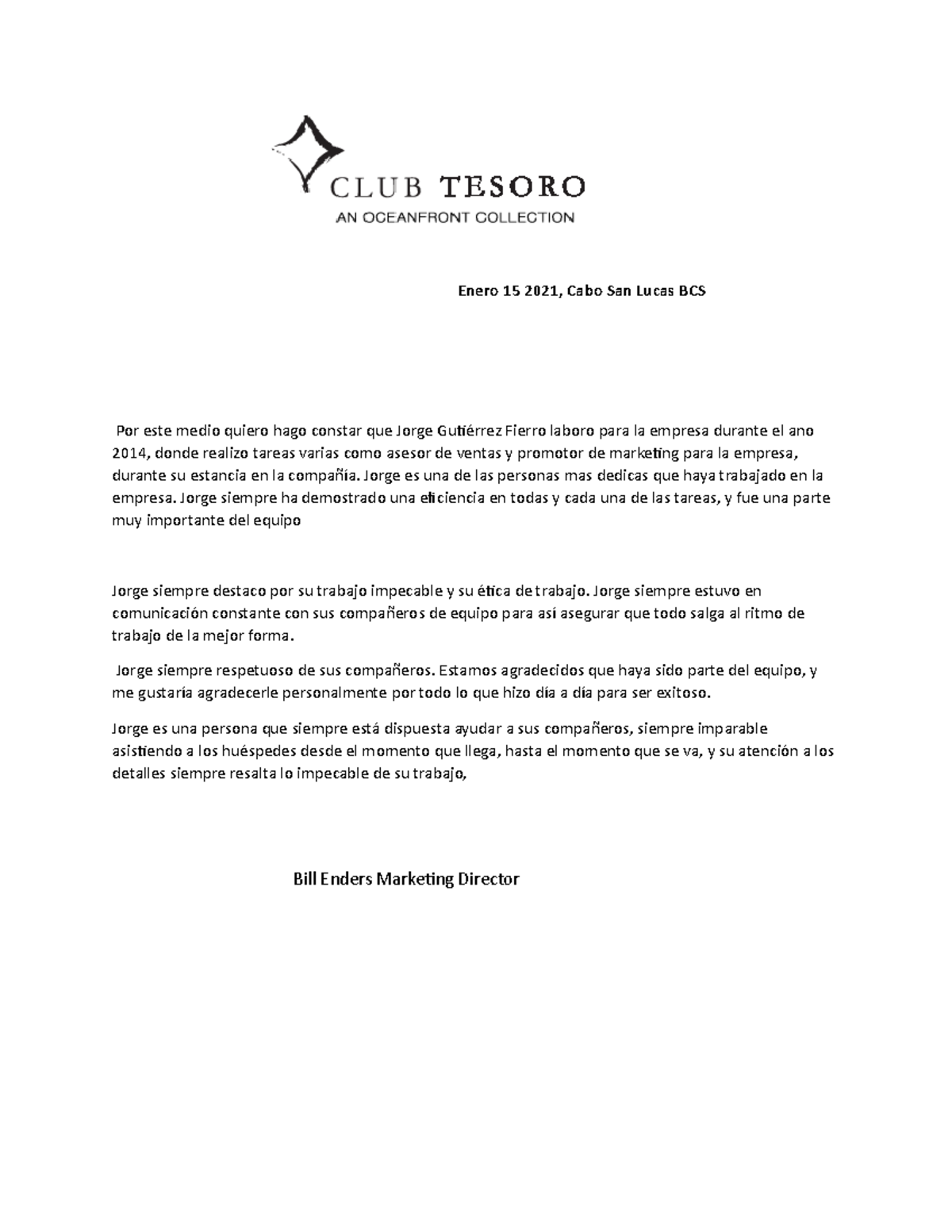 Jorge - informacion - Enero 15 2021, Cabo San Lucas BCS Por este medio ...