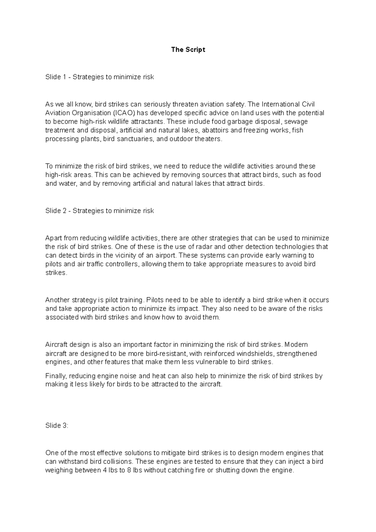 LCS Script - LCS - The Script Slide 1 - Strategies to minimize risk As ...