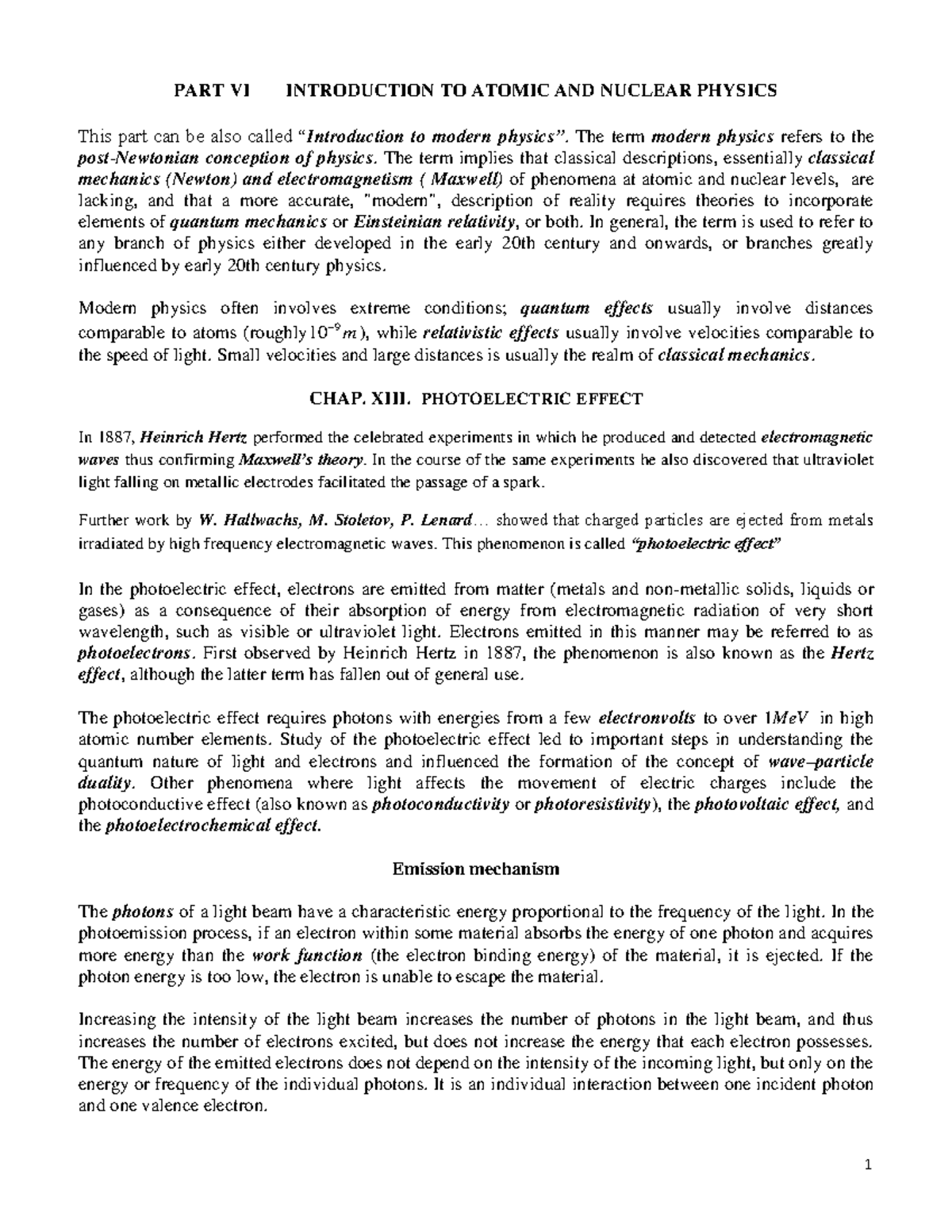 Introduction to Atomic and Nuclear Physics - PART VI INTRODUCTION TO ...