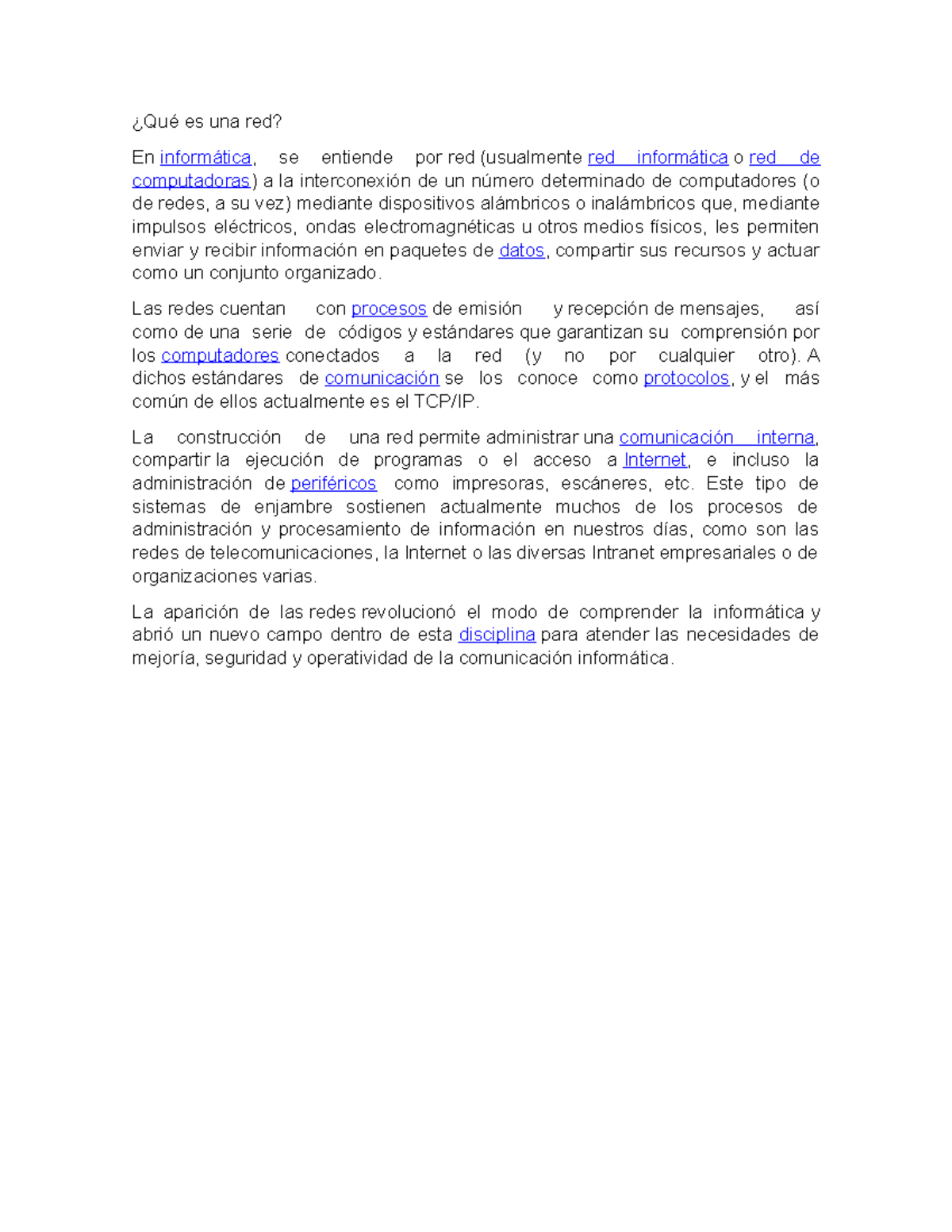 Informatica de informacion - ¿Qué es una red? En informática, se ...