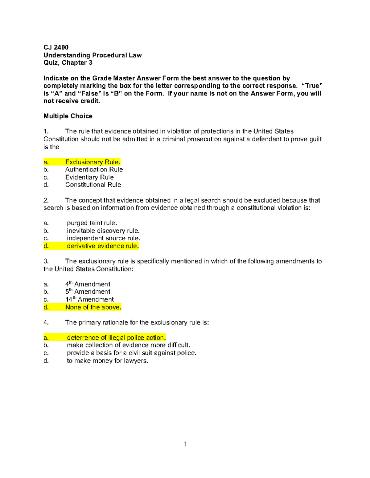 CRIM PRO CHAP 3 QUIZ - Understanding procedural law chap 3 quiz answers ...