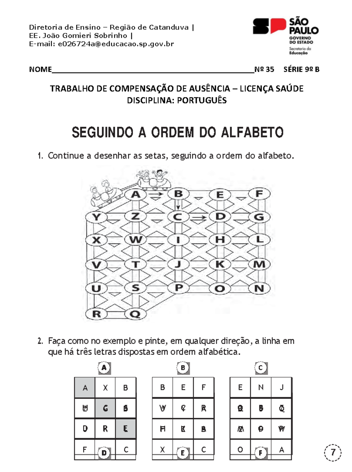 Atividades Monize - 3º bim - Diretoria de Ensino – Região de Catanduva ...