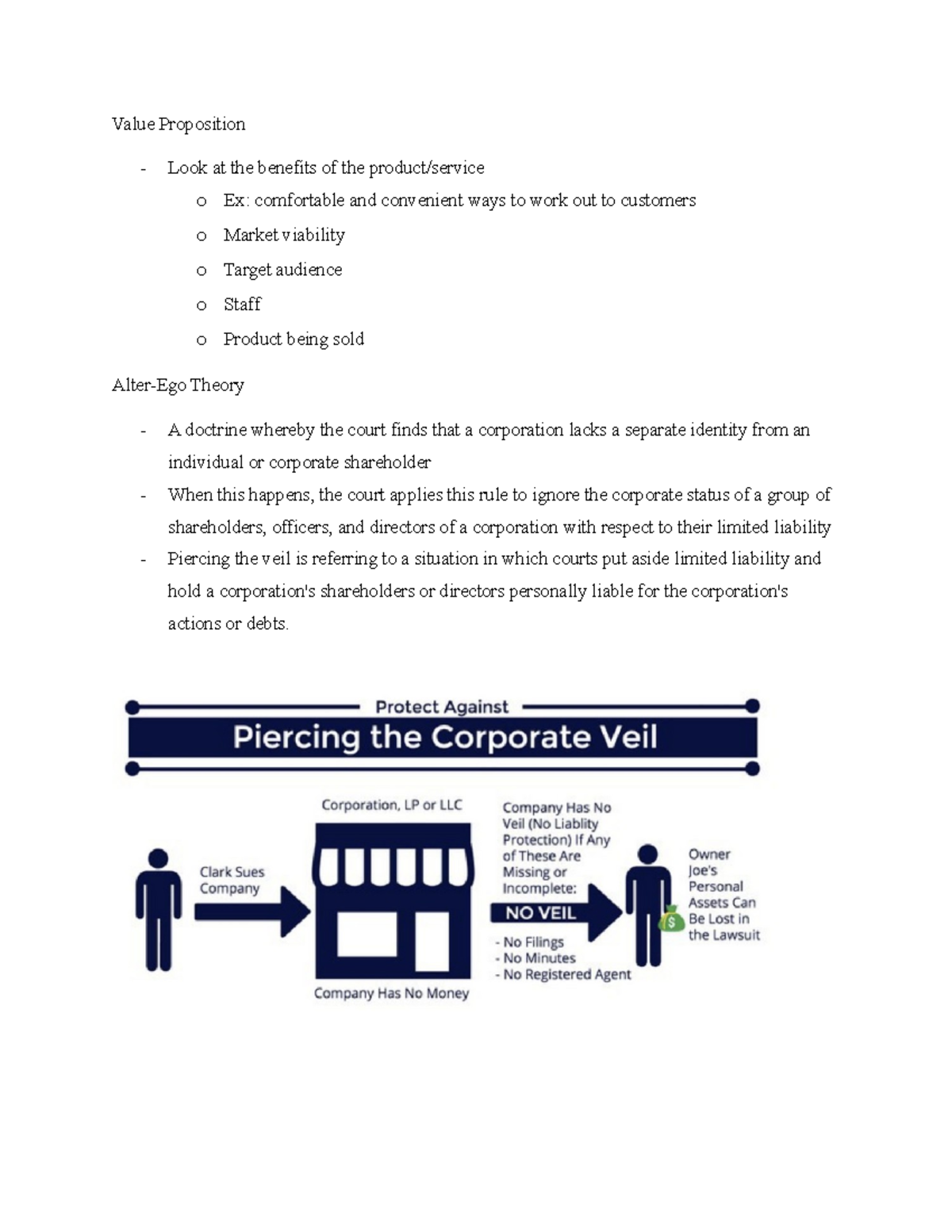 Businesses - lecture notes - Value Proposition Look at the benefits of ...