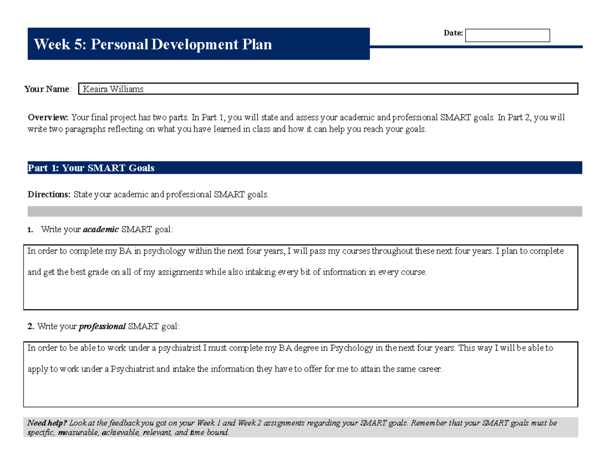 Keaira Williams Week 5 Assignment - Date: Your Name: Keaira Williams ...