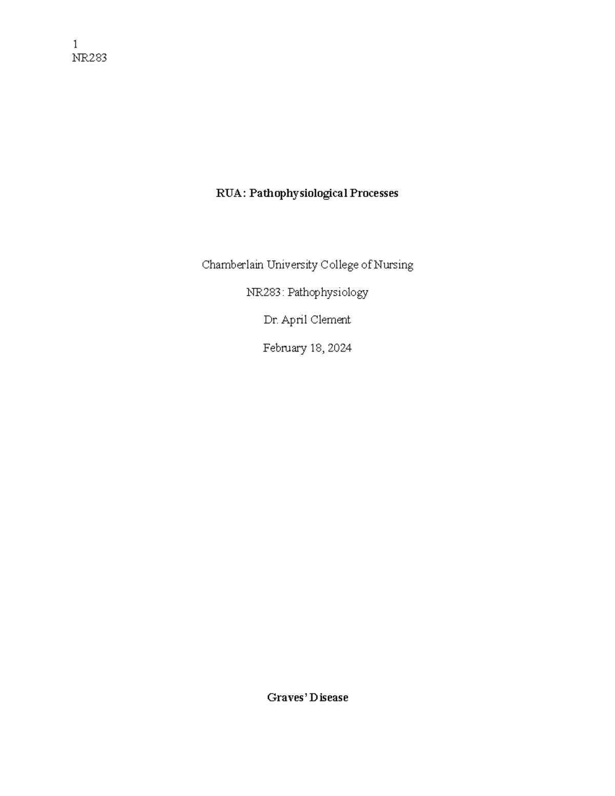 RUA Pathophysiological Processes - NR RUA: Pathophysiological Processes ...