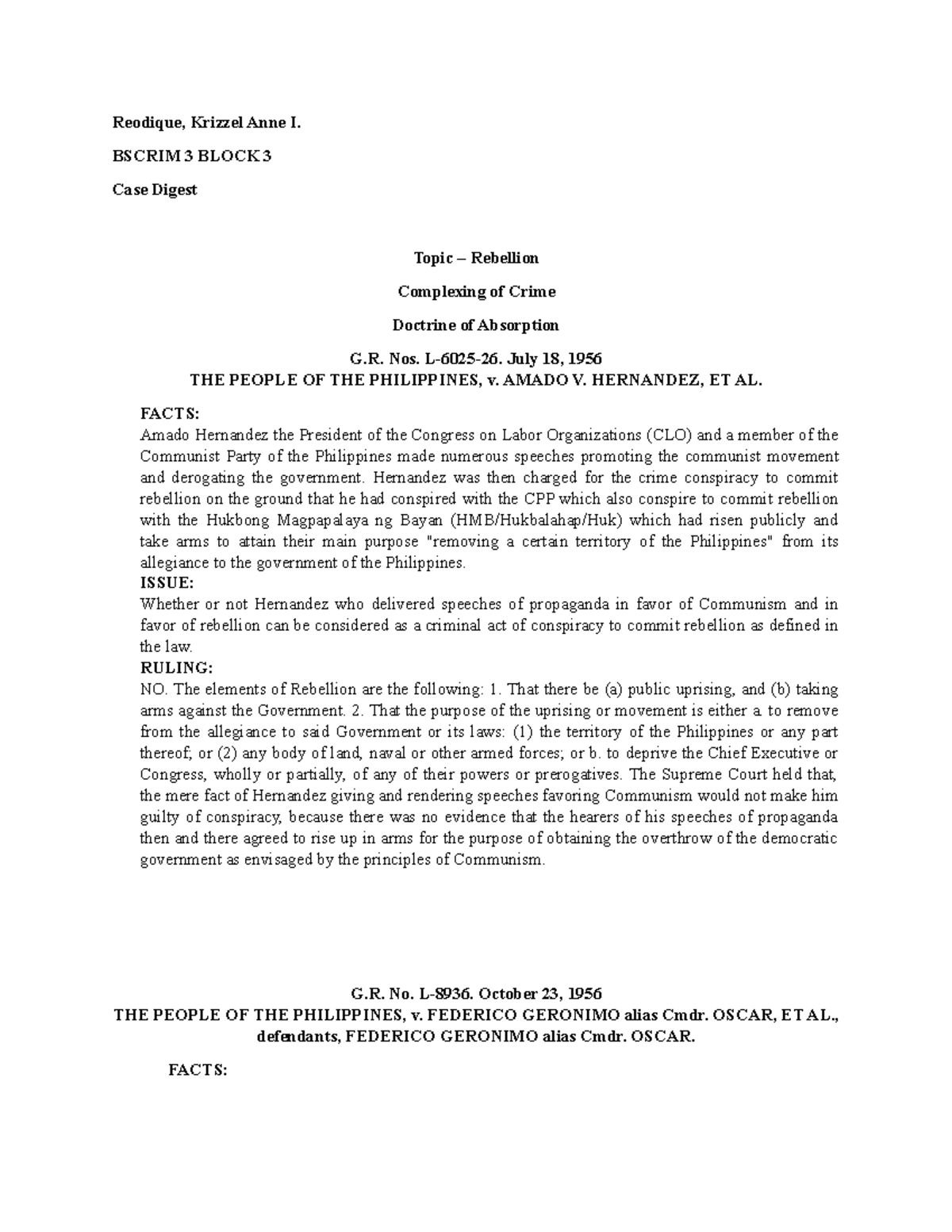 Case-Digest-CLJ4 - Hsjsjsjs - Reodique, Krizzel Anne I. BSCRIM 3 BLOCK 3 Case Digest Topic ...