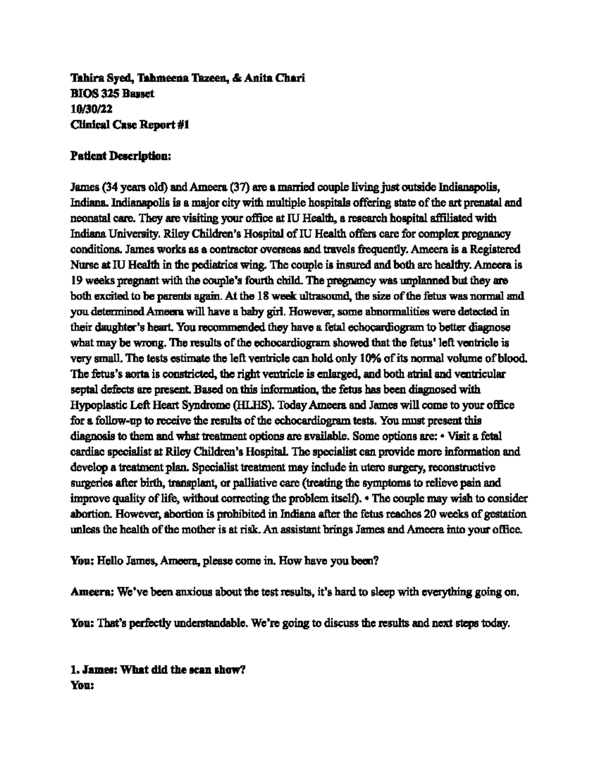 Case Report 1 - University of Illinois at Chicago fall 2022 - BIOS 325 ...