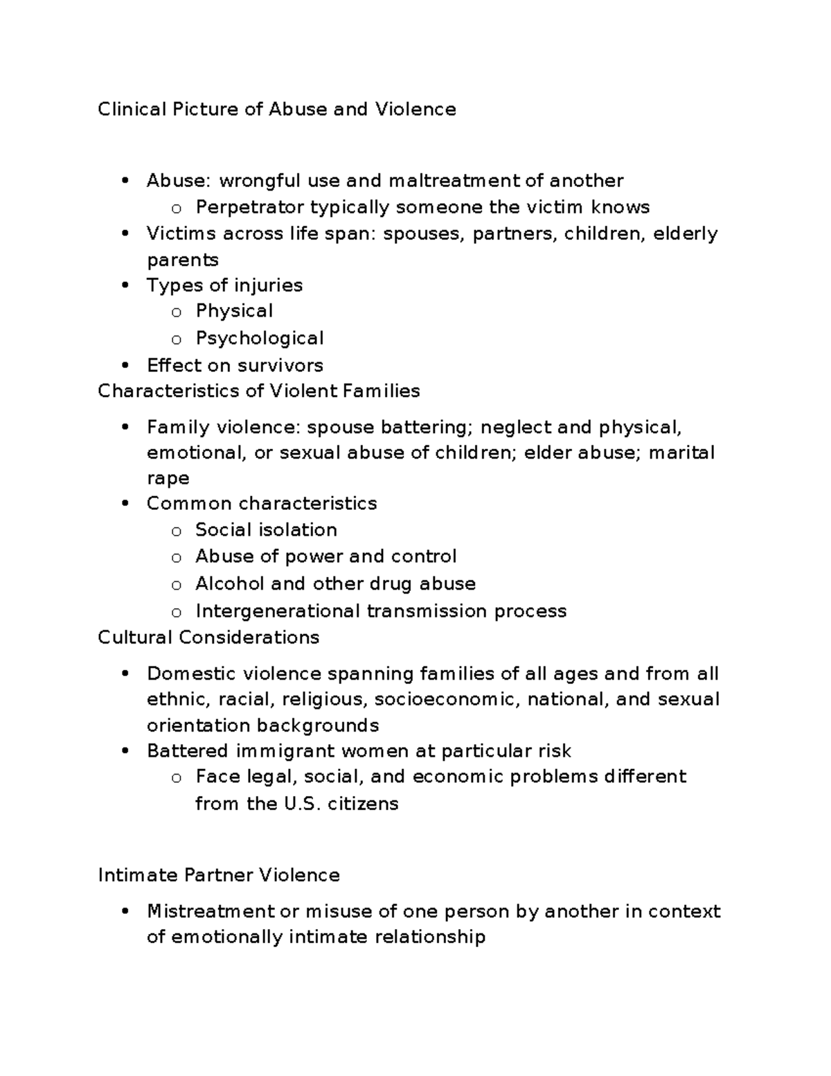 Abuse and Violence - Clinical Picture of Abuse and Violence Abuse ...