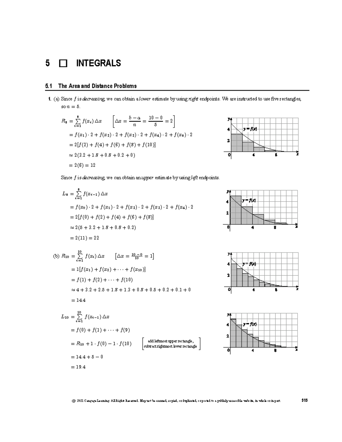 Ch5 answer - Solution - 5 INTEGRALS 5 The Area and Distance Problems (a) Since is decreasing, we ...