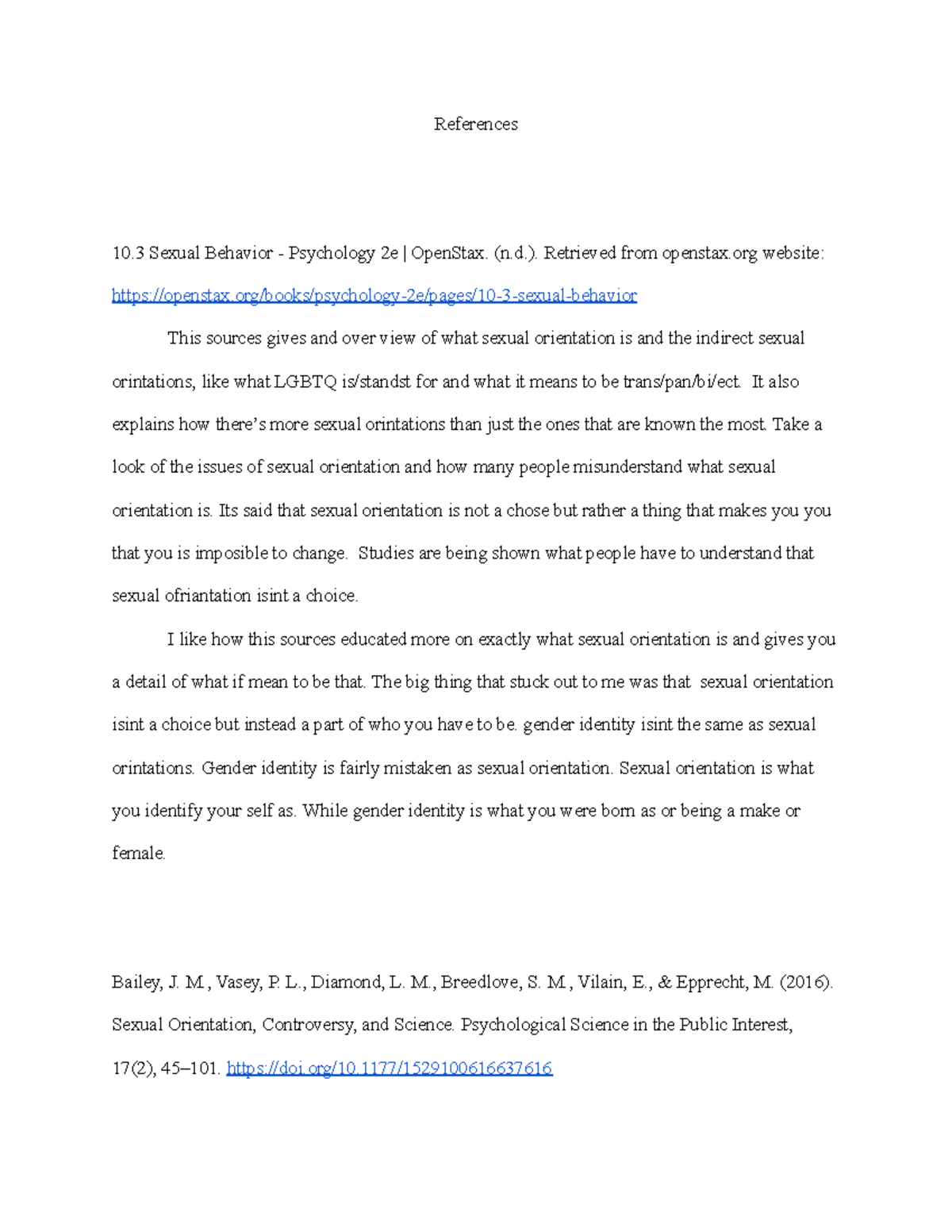 Annotated+bibliography+step+2 - References 10 Sexual Behavior - Psychology 2e | OpenStax. (n ...